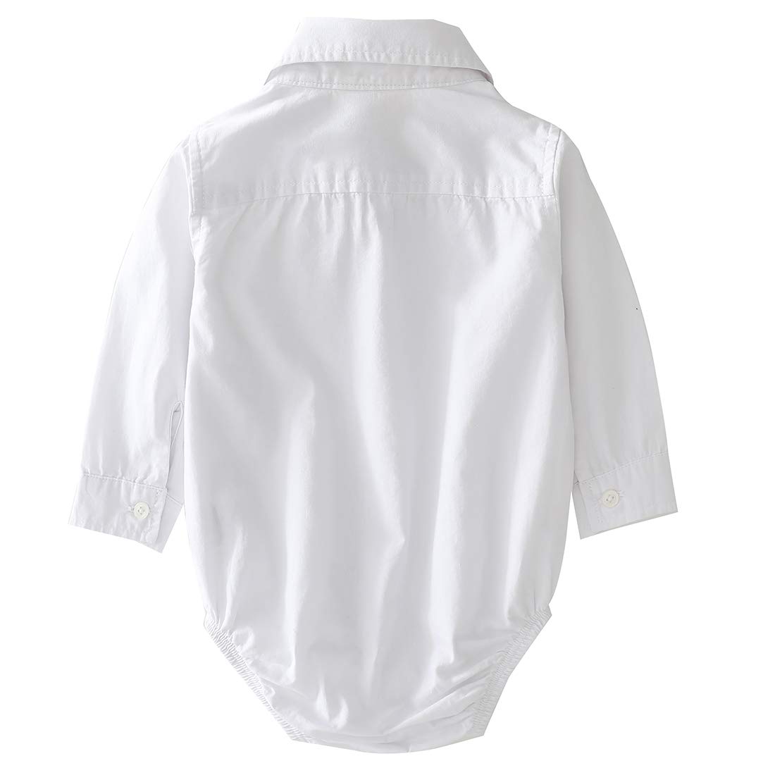 MOMOLAND Infant Baby Boys Plaid Bodysuit Woven Shirt Button Up Long Sleeves Navy (White, 12-18 Months)