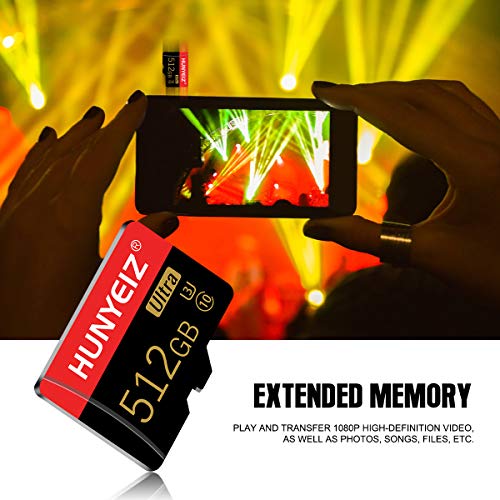 512GB Micro SD Card with Adapter Memory Card Class 10 with Adapter for Smartphone/PC/Computer/Camera/Notebook