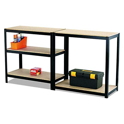 Garage Shelving Unit 5 Tier Adjustable Boltless Metal Racking Extra Heavy Duty Industrial Garage Storage Shelves, for Home Workshop Shed Office Warehouse, 79" H x 39" W x 20" D, Black