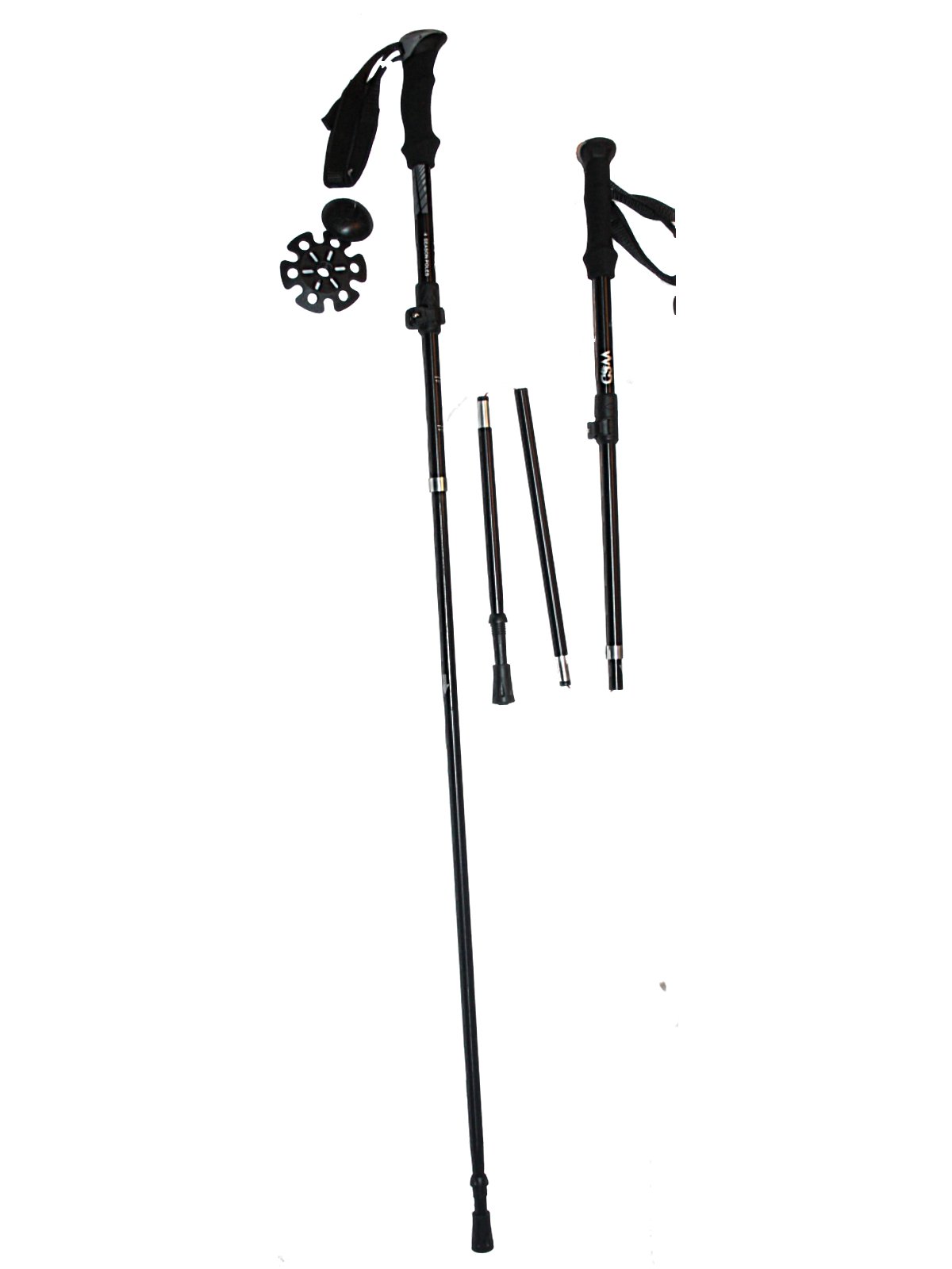 4 Season ski Poles Tri-Fold Trekking Poles/Sticks Folding Collapsible Adjustable and Ultralight - Perfect for Skiing,Hiking, Walking, Backpacking Pair with 2 Pairs of Baskets