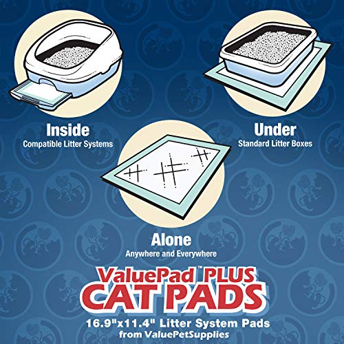 ValuePad Plus Cat Litter Pads, 16.9x11.4 Inch, Unscented, 100 Count - Breeze Compatible Refills - Refill for Tidy Cat Breeze Litter System, Quick-Dry, Super Absorbent Gel Cat Pads