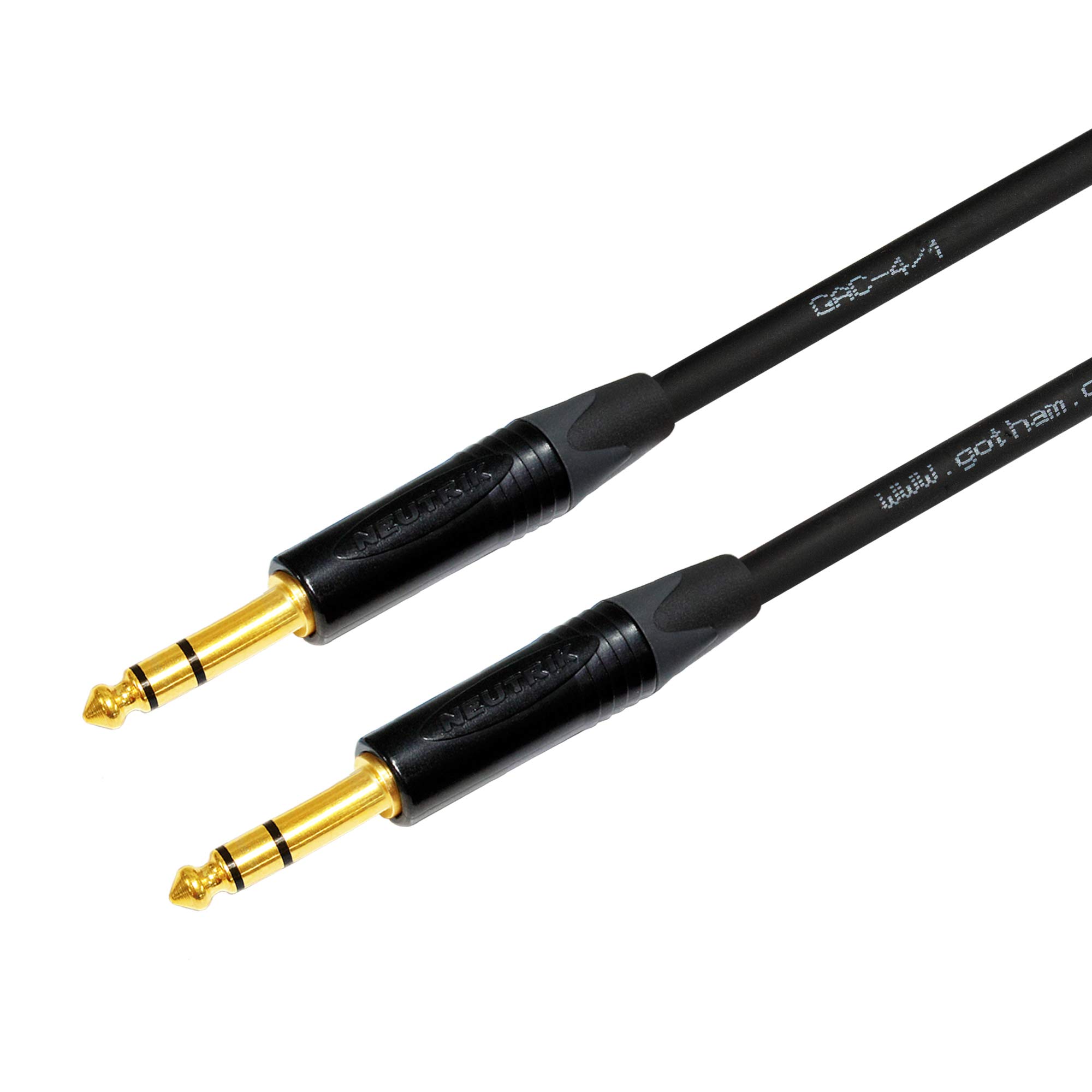 3 Foot - Gotham GAC-4/1 (Black) - Star Quad - 2xShielded (100% coverage) Balanced Patch Cable w/ Neutrik NP3X-B ¼ Inch (6.35mm) TRS Plugs - CUSTOM MADE By WORLDS BEST CABLES