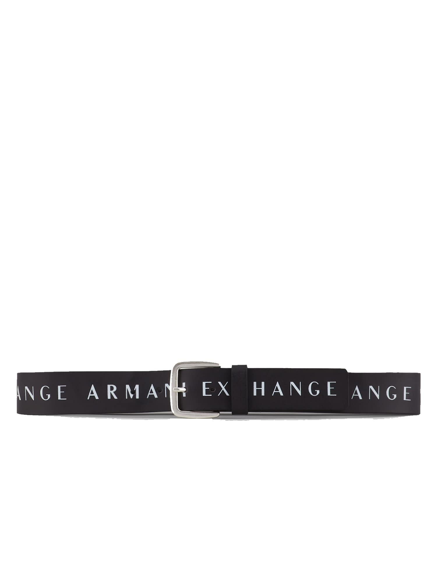 A | X ARMANI EXCHANGE Men's Logo Print Belt, Black Offwhite, 34