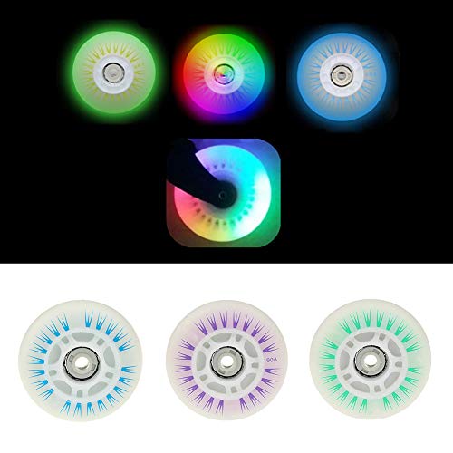 Gaweb Skating Shoes Wheels,4Pcs 76/80mm Skating LED Luminous Flashing Inline Roller Skates Shoes Wheels Green 76mm