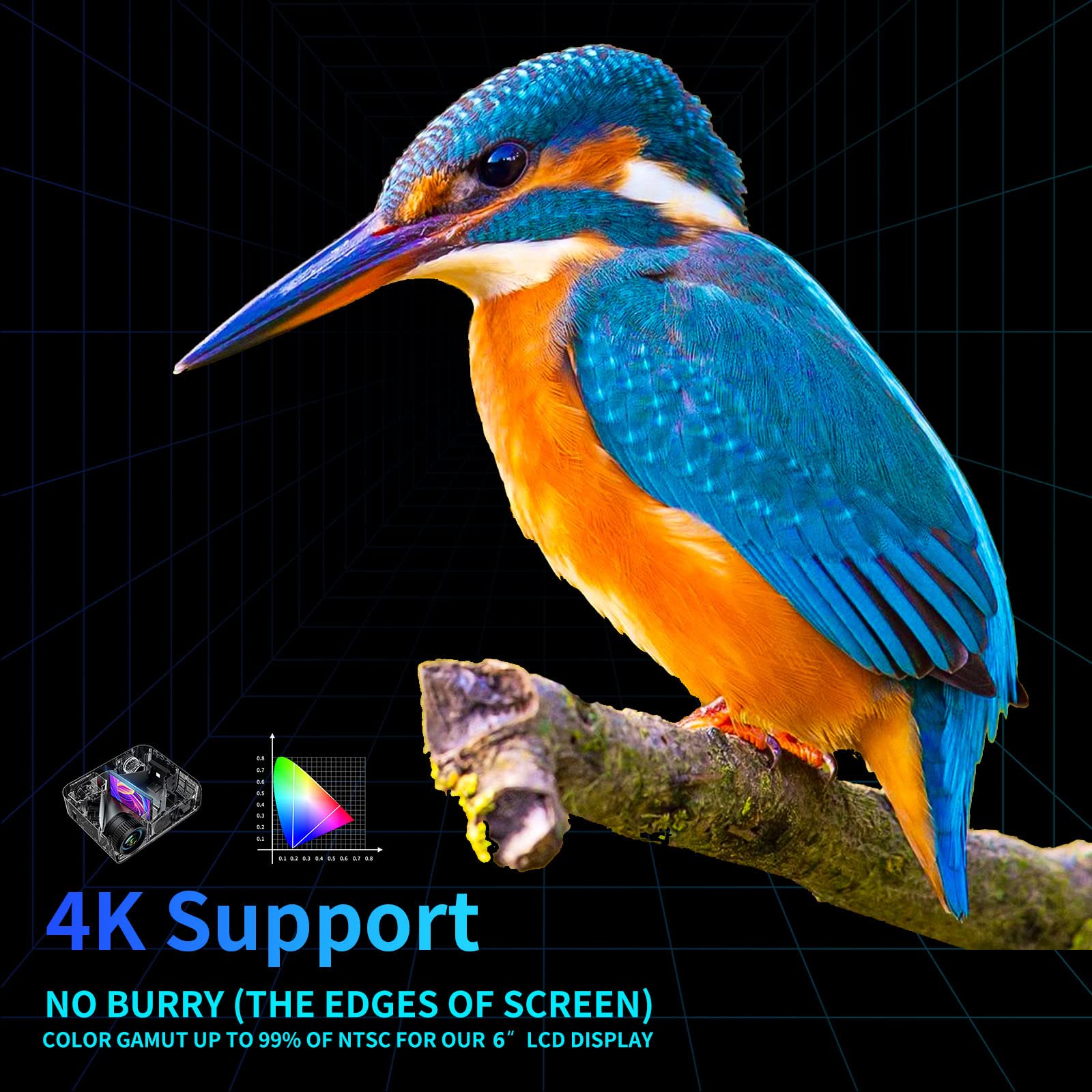 4K Projector with WiFi and Bluetooth,XNoogo 900 ANSI Outdoor Projector with 450" Display,4k Movie Projector Support 50% Zoom,Dolby Audio,Native 1080P Projectors Compatible w/TV Stick/Phone/PC/Laptop