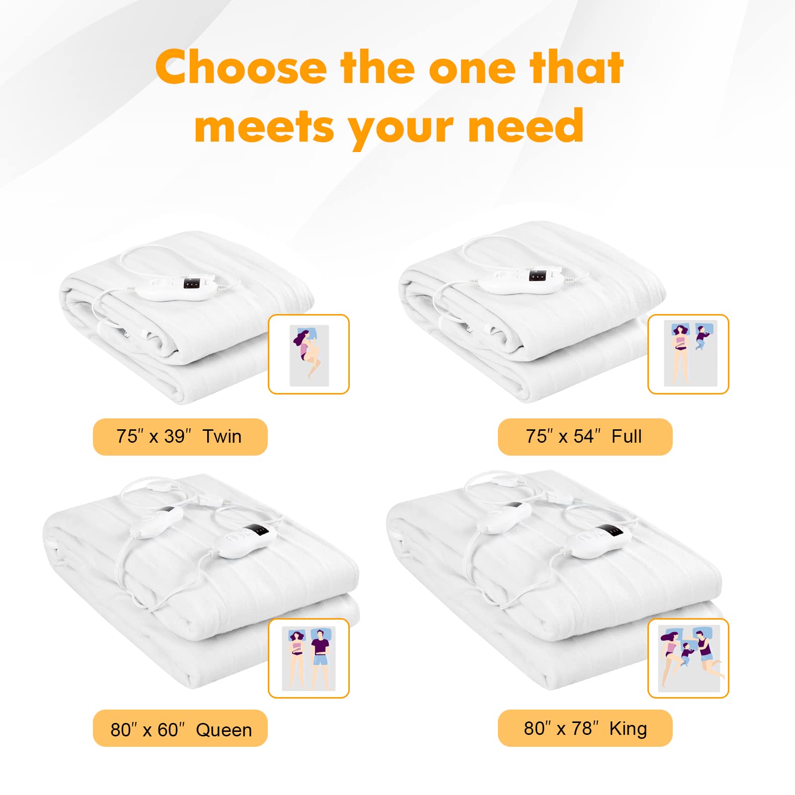 GORELAX Heated Mattress Pad Twin Size, Electric Mattress Pad Cover w/ 8 Heating Settings,4 Auto Shut Off Settings & Single Control, Bed Warmer Heater w/Deep Pocket, Machine Washable, ETL certificated