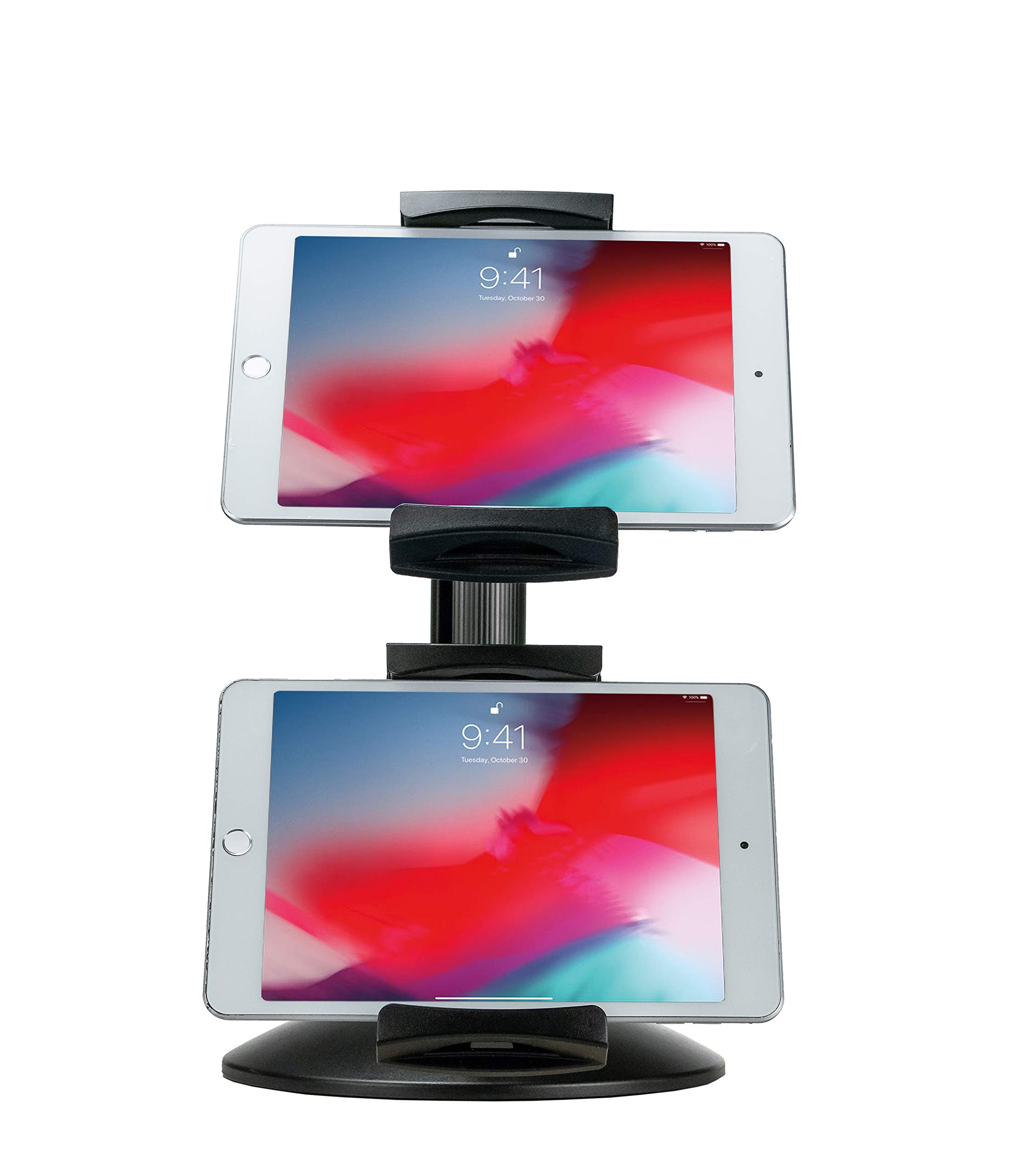 Dual Tablet Mount - CTA Quick-Connect Dual Tablet Mount with Height-Adjustable Arms for iPad Air 1-4, and Tablets up to 10” in Length (PAD-QC2M)