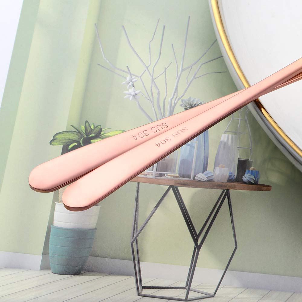 5-pieces Soup Dinner Spoon 8-Inch Rose Gold Metal Korean Spoon Stainless Steel Table Spoons by Buyer Star