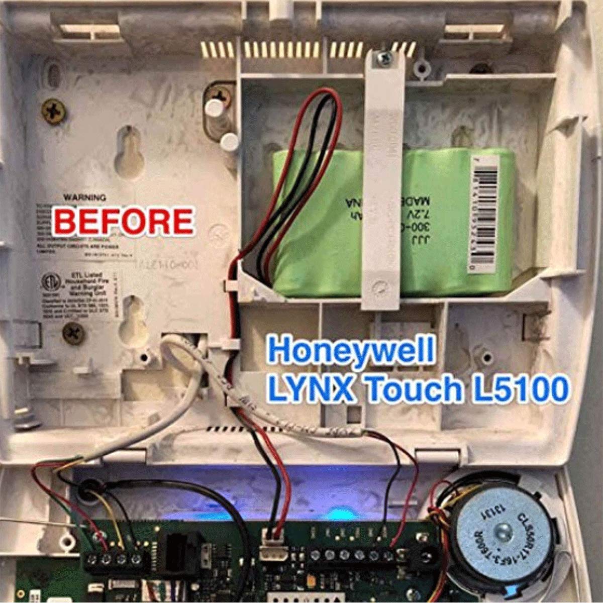 GLESOURCE 1PACK 300-03864-1 Battery 7.2V 1100mAh Compatible for Honeywell Alarm Lynx WALYNX-RCHB-SC Honeywell Lynx Touch K5109, L3000, L5000, L5100 ADEMCO 300-06868