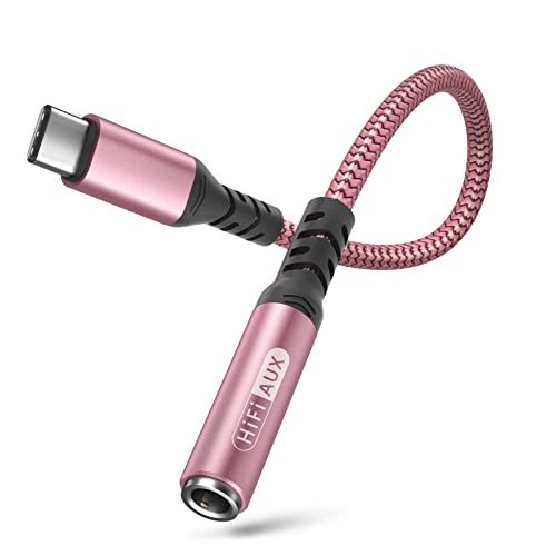 Besgoods USB Type C to 3.5mm Headphone Jack Adapter, USB C to Aux Audio Dongle Cable Cord Compatible with Samsung Galaxy S22 Ultra S21 S20 Note 20 10 S10 S9 Plus,Pixel 4 3, Pad Pro -Pink