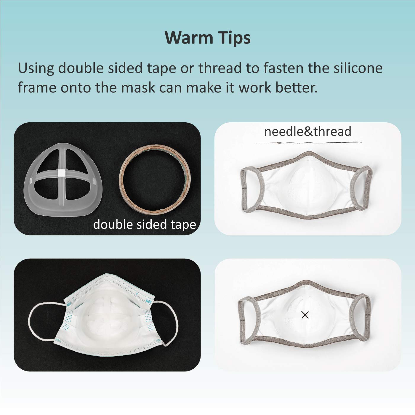 3D Bracket Mask Wearing Silicone Mask Inner Support Frame Keep Fabric Off Mouth Pack of 3