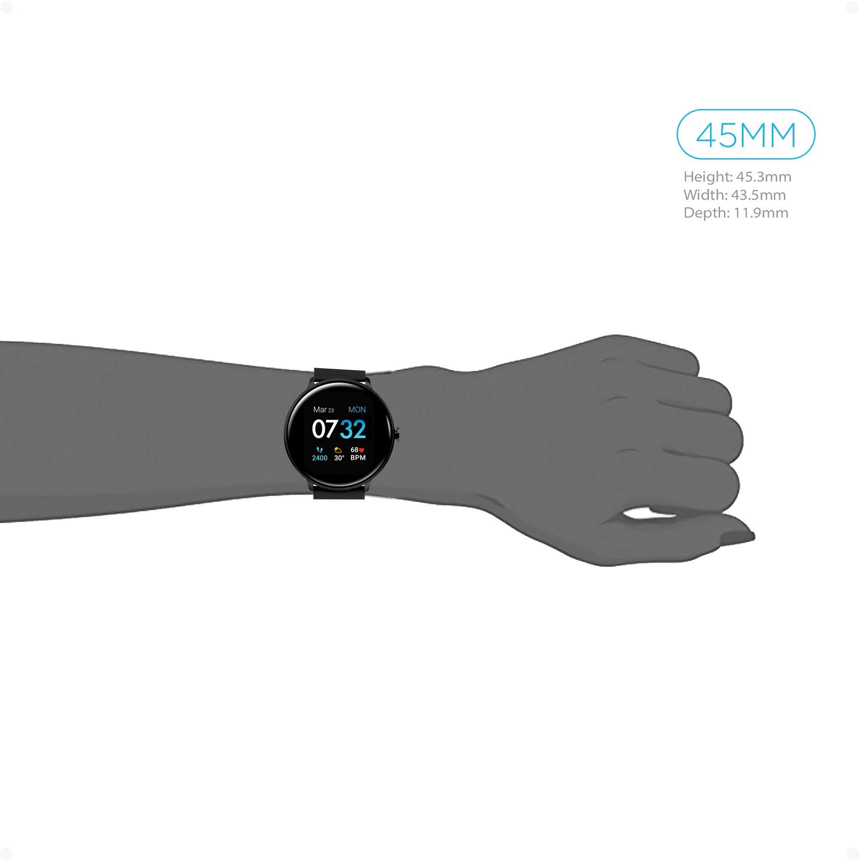 iTouch Sport 3 Smartwatch (with 24/7 Heart Rate Tracking, Step Counter, Notifications, Body Temperature Monitor)