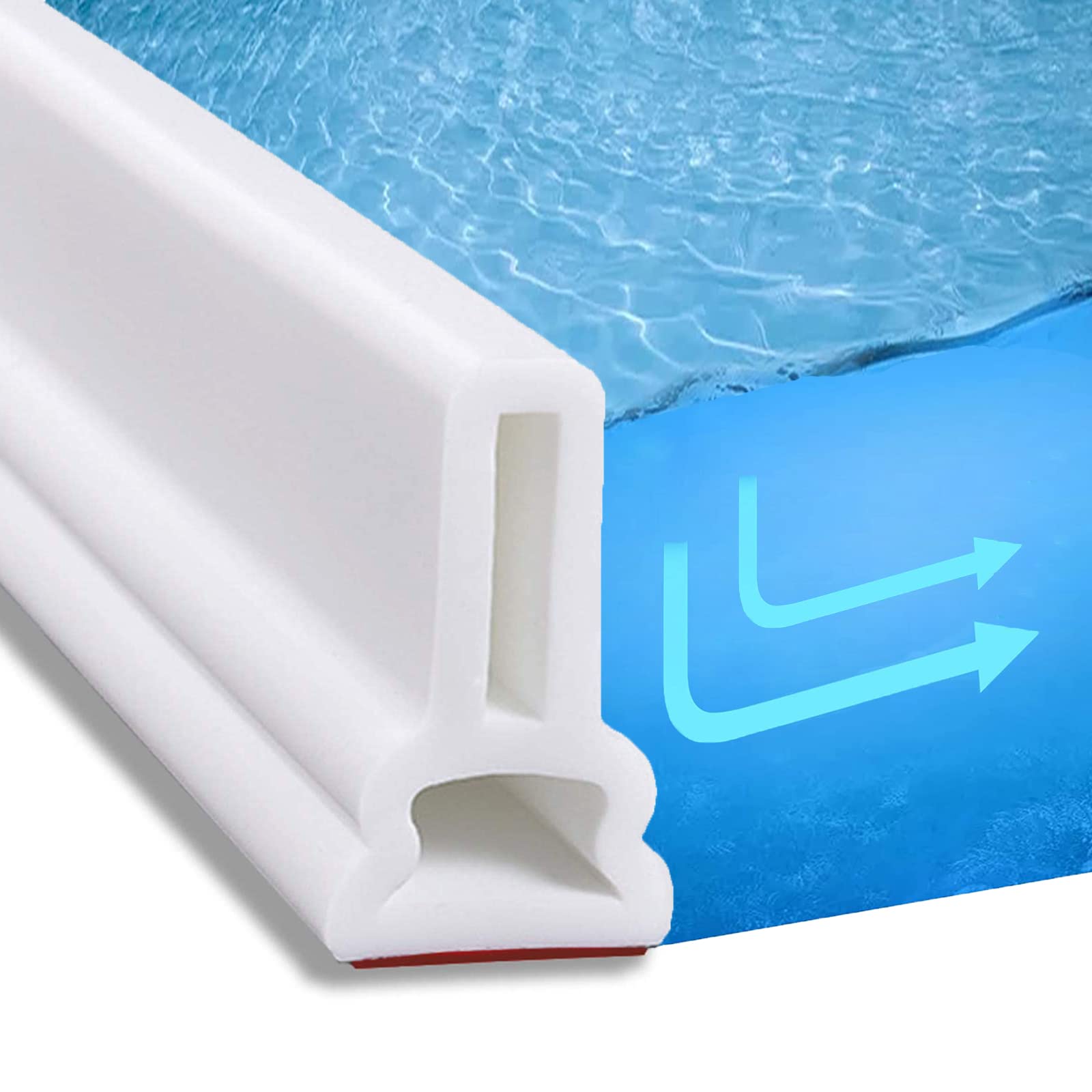 39 Inch Collapsible Shower Water Dam Silicone Shower Threshold Water Stopper Barrier Retention System for Bathroom Kitchen Wet and Dry Separation, Wheelchair Accessible, White (1m / 39in)