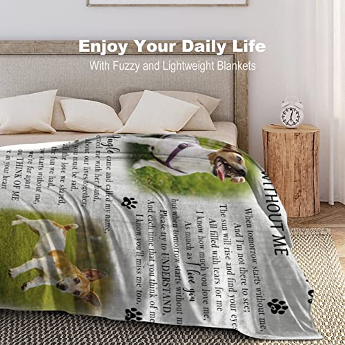 Artsadd Dog Pictures Custom Throw Blanket with Name Personalized Pet Memorial Blanket Memory Gift for Friends Sympathy Remembrance Customized Bed Throw Blanket Made in USA