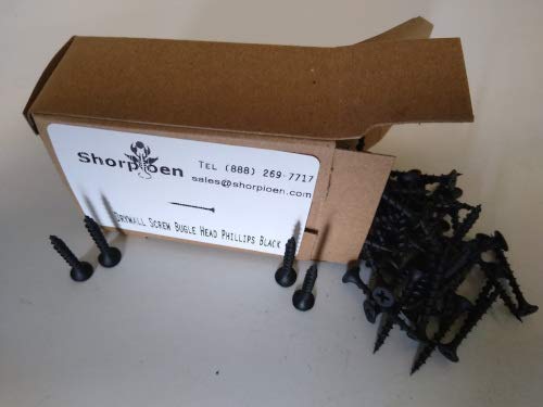 Shorpioen 100-Pack 6 x 1 1/4 Phillips Bugle Head Coarse Thread Drywall Screw Black Phosphate Particle Board BC-0620CPG