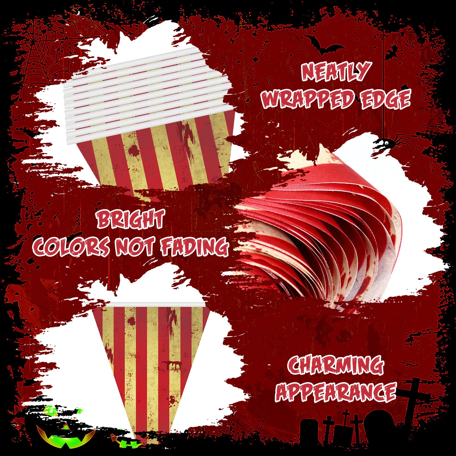 5 Packs Carnival Circus Party Decorations Halloween Striped Pennant Banner Bloody Splatter Carnival Decor Triangle Bunting Flag for Carnival Birthday Halloween Party Decorations, 7.9 x 11.8 Inches