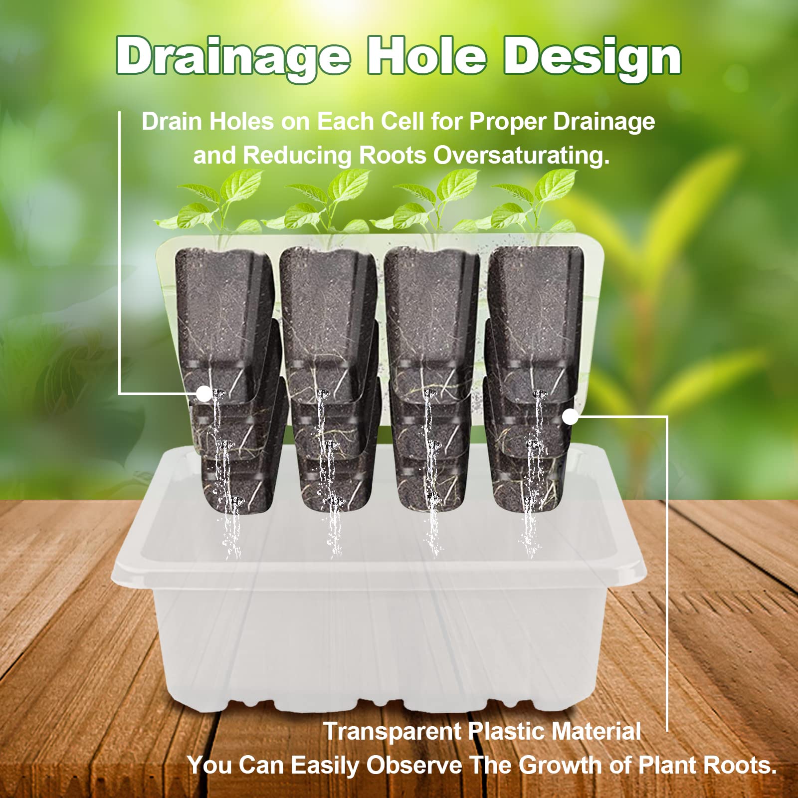5 Packs Seed Starter Tray 60 Cell Seed Starter Kit, Plant Starter Growing Trays with Humidity Adjustable Dome and Base, Reusable Mini Greenhouse Plant Germination Tray for Indoors Seeds Sprout Growing