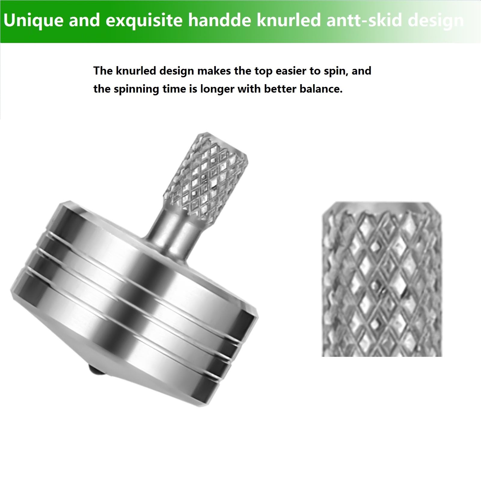 CHEETOP Stainless Steel Spinning Top, Precision Mini Desktop Gyroscope, Kill Time Reduce Stress ADHD Toys, Perfect Balance Gyro (Style 4) Silver