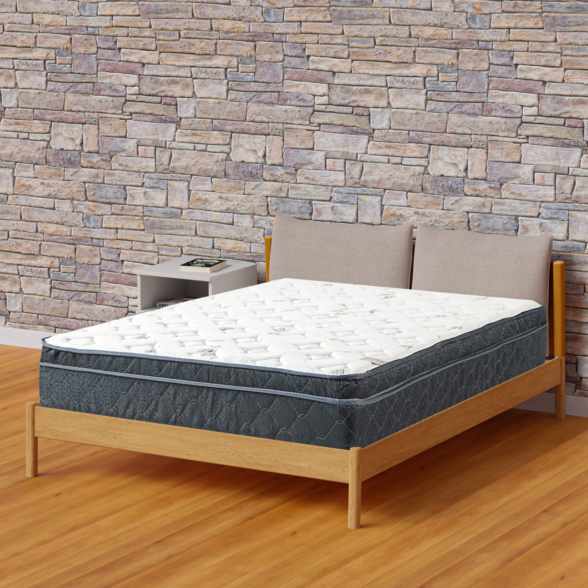 Greaton 12" Half-Firm, Half-Soft Dual Comfort Hybrid Memory Foam Pocket Coil Spring Mattress for Couples - Pressure Relieving, Motion Isolating Sleep System for Personalized Luxury Rest - Queen, Black