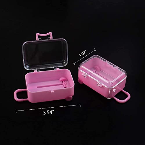 AUEAR, 12 Pack Cute Miniature Travel Case Box Candy Box Party Reception Candy Gift Box Suit for Barbie Wedding Party Decoration (Pink)