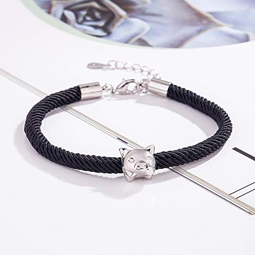 2pcs Cute Pig Weave String Rope Bracelets Happy Piggy Animal Bracelet for Women Men Couple Lovers