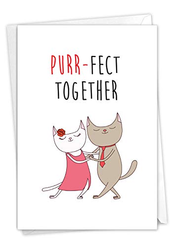 The Best Card Company - Anniversary Greeting Card with Envelope - Loving Stationery for Spouse - Cat Got Your Tongue C7183IANG