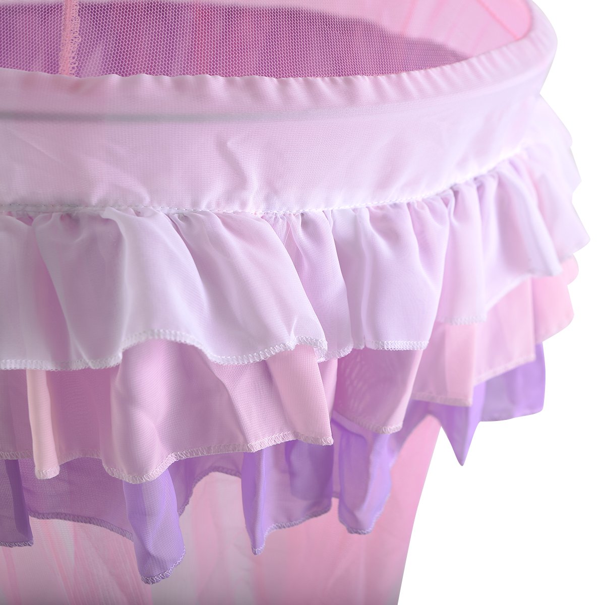 HAPPYGRILL Bed Canopy Mosquito Net Princess Fairy Net with Elegant Ruffle Lace for Girls and Baby (Pink)