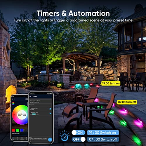 4-Pack Woark Smart Hardscape Lighting, Retaining Wall Lights, 3W 7 Inch, IP65 Waterproof Step Light, 12V Low Voltage AC/DC, Soft White 2700K, Compatible with Alexa & Google Assistant