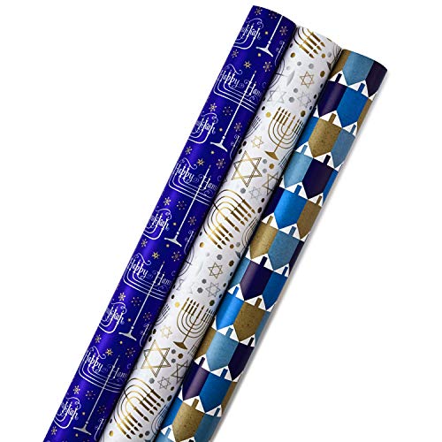 Hallmark Tree of Life (3 Gift Rolls) wrapping paper, Hanukkah Tri-Pack, 5JXW1734