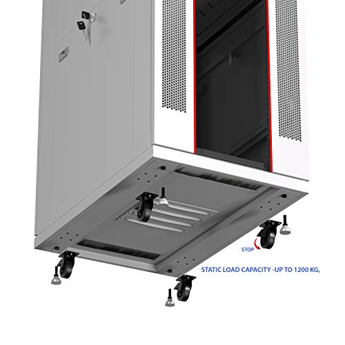 Sysracks 22U 35 Inch Deep Grey White Server Rack IT Network Data Rack Cabinet Enclosure Fully Lockable on Wheels - LCD Screen - Ventilation System - PDU - Glass Door - Rich Accessories Kit