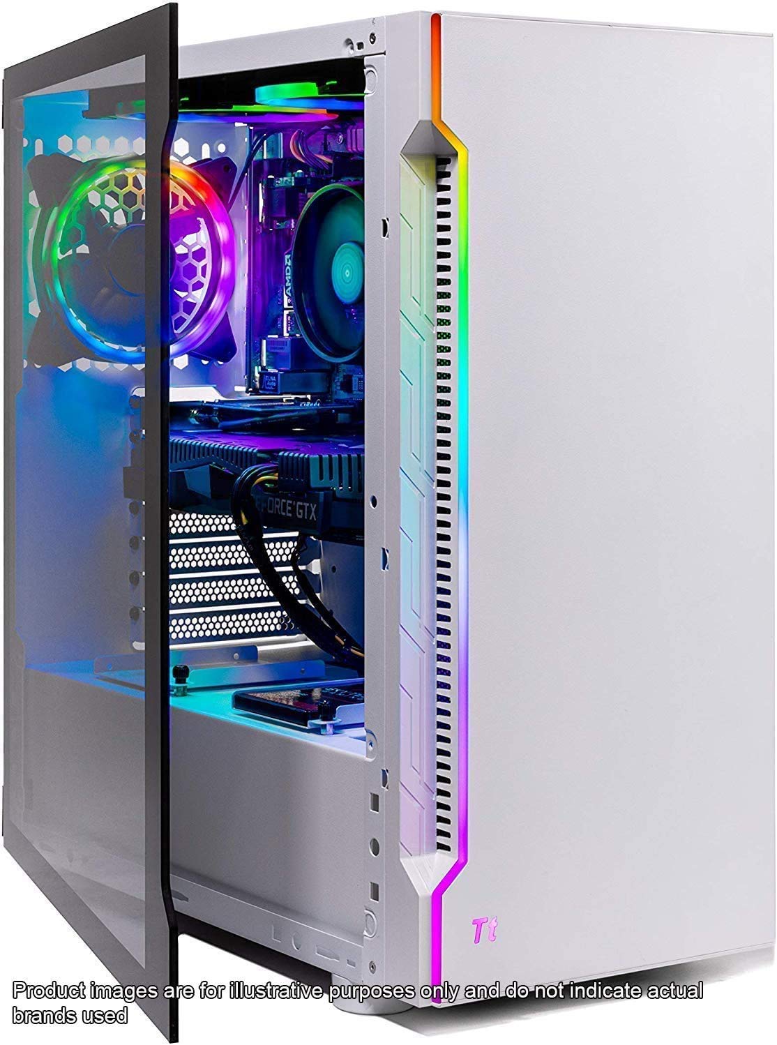 SkyTech Archangel Gaming Computer PC Desktop - Ryzen 5 3600 6-Core 3.6GHz, GTX 1660 Ti 6G, 500G SSD, 8GB DDR4 3000, RGB, AC WiFi, Windows 10 Home 64-bit, White
