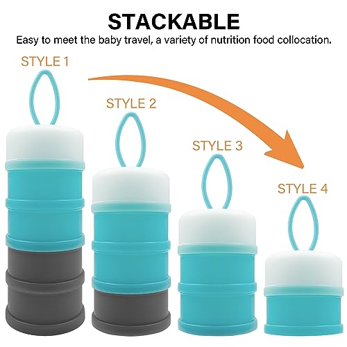Baby Formula Dispenser Food Containers, Non-Spill Portable Baby Milk Powder Formula Container Baby Snack Storage Container, BPA Free (LightBlue Grey)