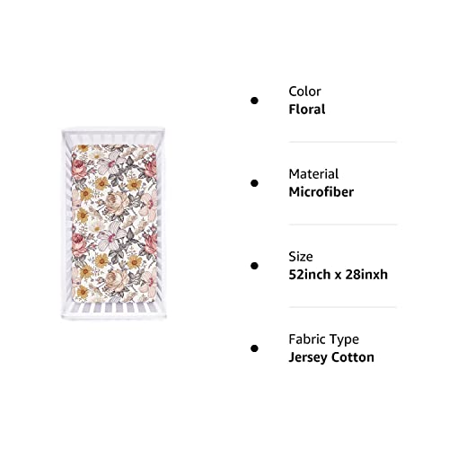 Crib Sheet Jersey Cotton, Fitted Cotton Baby & Toddler Universal Crib Sheets, Floral Crib Sheet Set