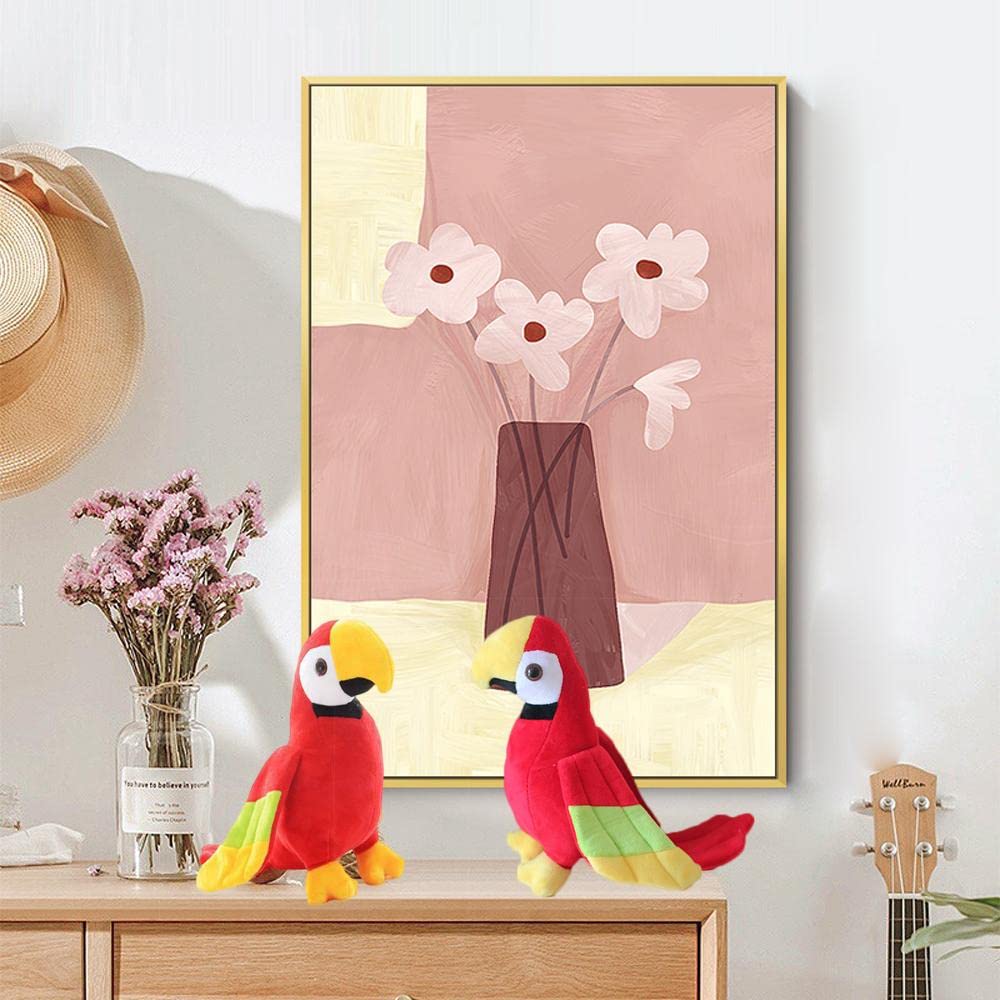 CHELEI2019 9.8" Parrot Plush Stuffed Animal Bird Soft Cute Realistic Red Parrot Toy for Kids