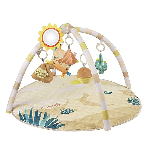 Baby Gym and Infant Playmats,Tummy Time Activity Mat with 6 Toys for Stage-Based Sensory and Motor Skill Development, Non Slip Washable Playmats for Newborn Babies to Toddlers -Desert Theme