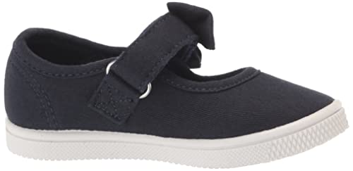 The Children's Place,baby-girls,Slip on Sneakers,Uniform Bow Strap Canvas Sneakers,Navy,10 Toddler