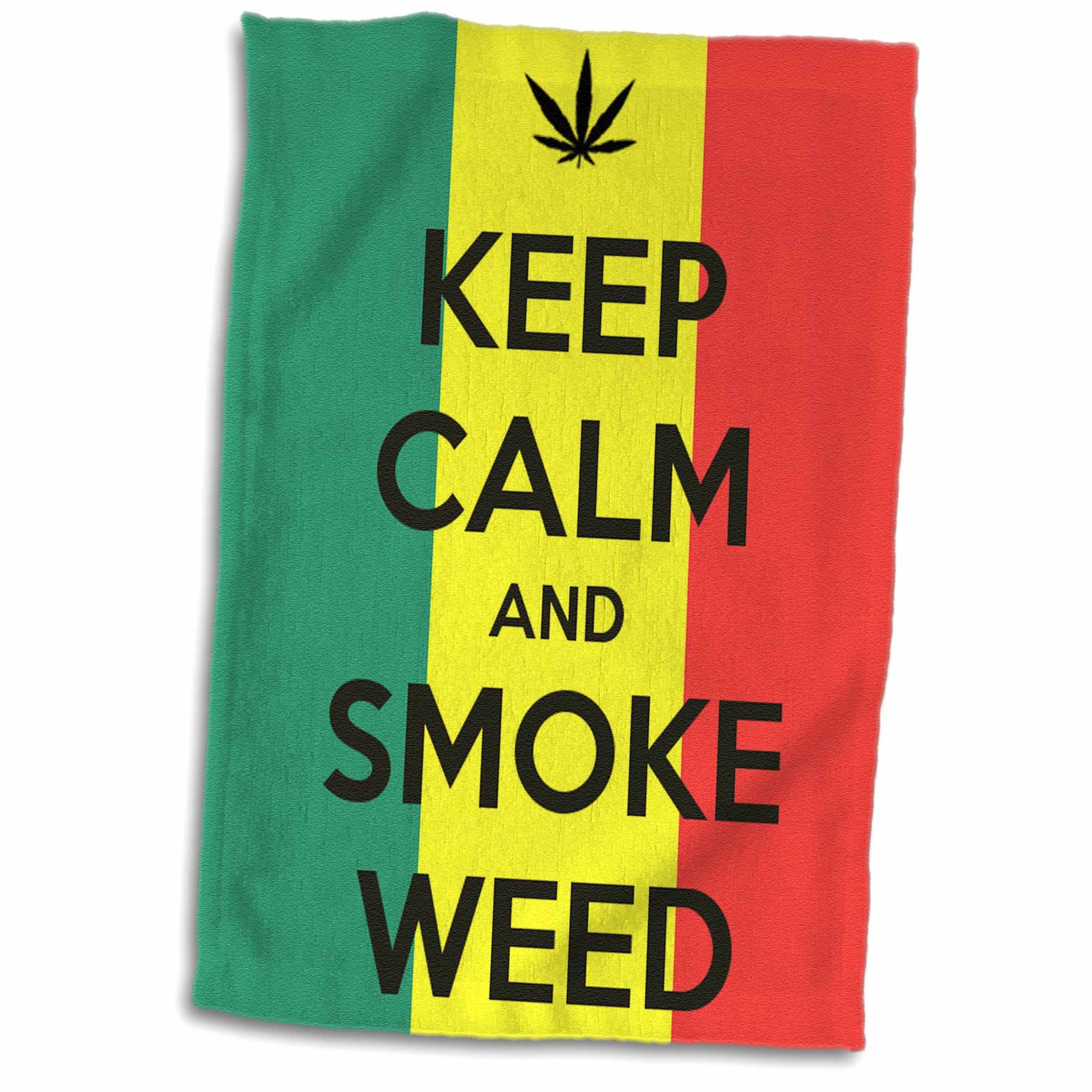 3D Rose Keep Calm and Smoke Weed Towel, 15" x 22"