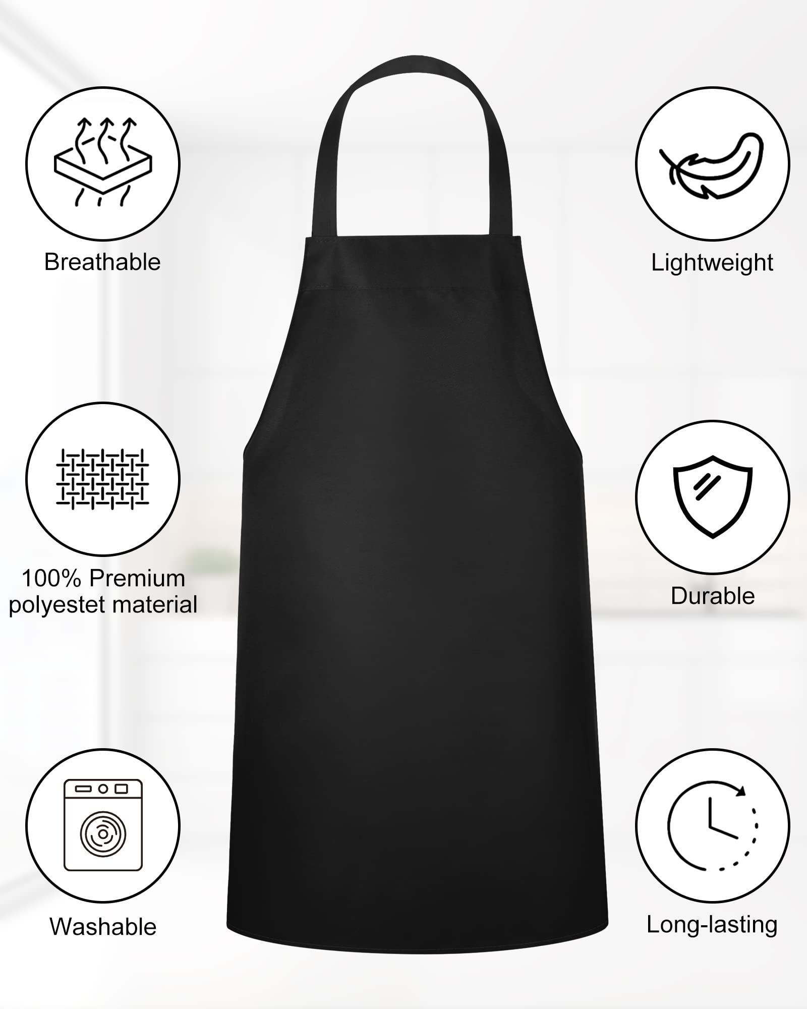 36 Pack Bulk Plain Aprons for Man Woman Adult Unisex Apron Machine Washable Adjustable Bib Aprons(Black)