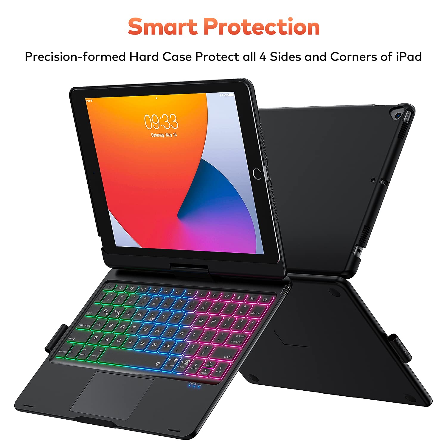 Keyboard Case Compatible with iPad 10.2 2021 9th /8th/7th Generation & iPad Pro 10.5 inch & iPad Air 3rd Gen - Wireless Backlight Keyboard with TouchPad for iPad 10.2/10.5