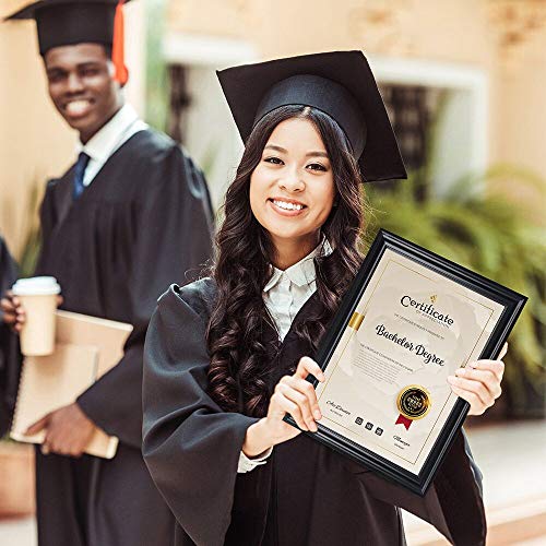 Memory Island Document frames 8.5x11,Set of 4 Pack Certificate Frames for Wall Or Tabletop Display,Diploma Frames For Degree Award with Real Glass Front,Black,Designed