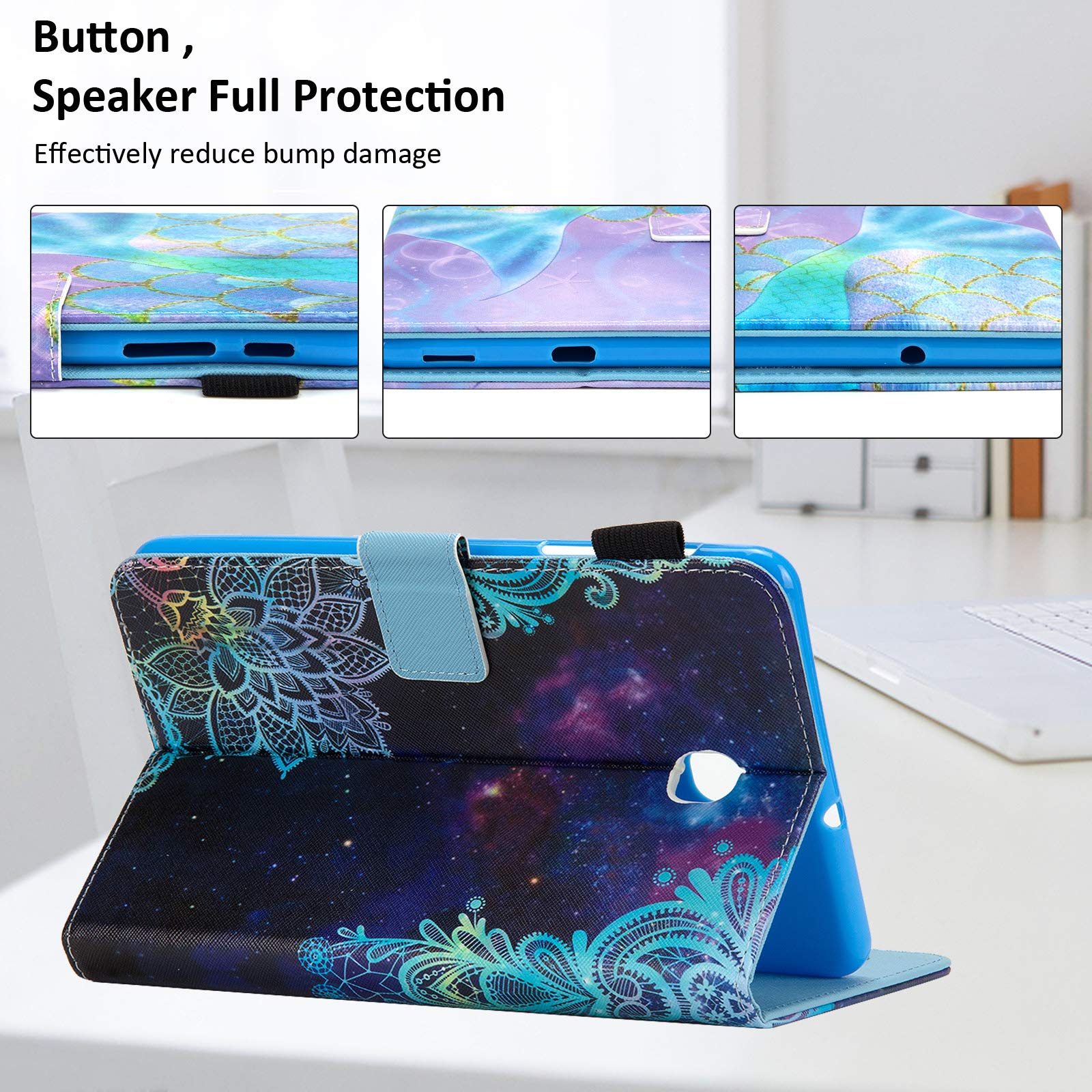 Galaxy Tab A 8.0 2018 Case, SM-T387 Case, Dteck Slim Premium Leather Folio Stand Cover with Card Holder/Photo Slot for Samsung Galaxy Tab A 8 inch 2018 Release T387 Tablet, Galaxy Flower