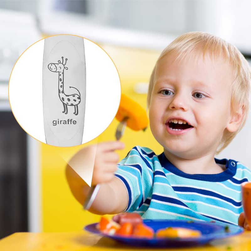 FUNNUO 4 Pack Toddler Utensils, 18/8 Stainless Steel Toddler Forks and Spoons, Safe Kid Silverware Set for Self Feeding, Children Flatware Sets with Mirror Polished,Dishwasher Safe