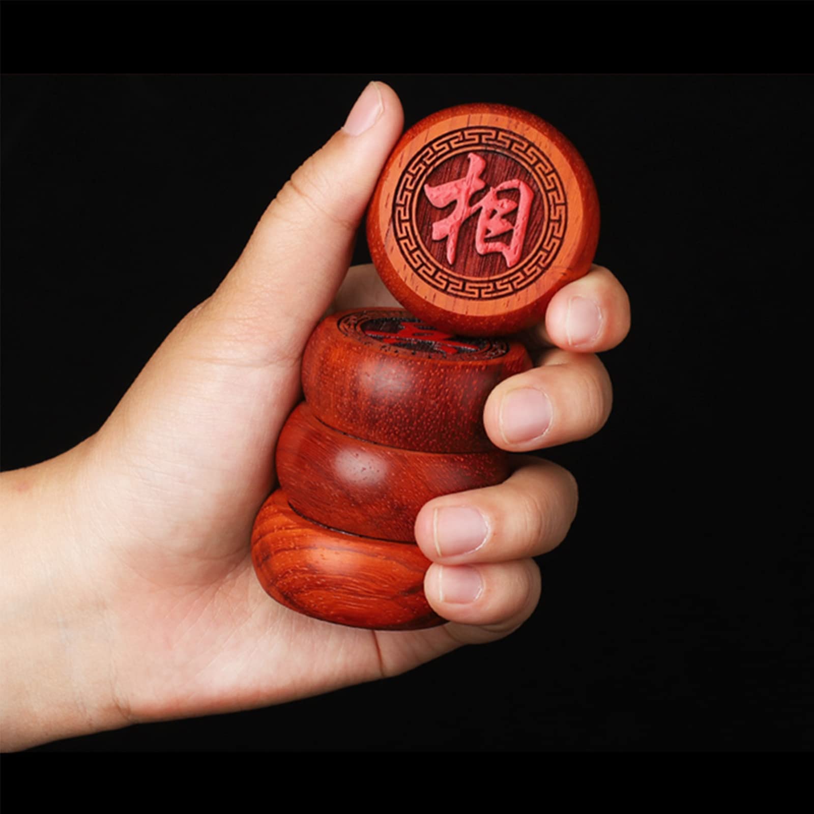 Wowwoody 1.88inch Mahogany Chines Chess Gift Box Set (Xiangqi ) Chines Traditional Xiangqi Classic Educational Strategy Board Games 2 Players Travel Game Set with Wooden Box and Leather Chessboard