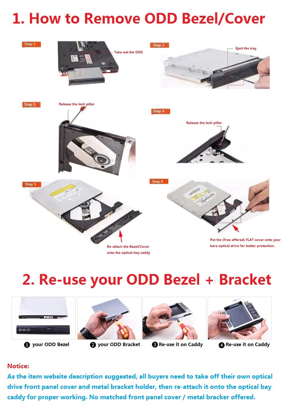 DY-tech 2nd Hard Drive HDD SSD Caddy Frame Tray for Acer v17 Nitro vn7-791g VN7-792G UJ8E2Q GUE0N
