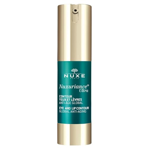 NUXE Nuxuriance Ultra Eye & Lip Cream - Under Eye Anti-Aging Treatment with Caffeine for Wrinkles, Puffiness & Bags, 0.51 Oz