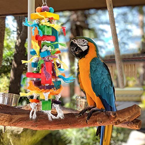 CRMADA Bird Toys, Parrot Chewing Toy, Multicolored Wooden Blocks Tearing Toys for African Grey Cockatiel Conure Cockatoo and Medium Amazon Parrot