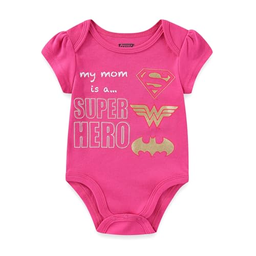 WARNER BROS DC Comics Girls Short Sleeve Bodysuit 5 Pack for Newborn and Infant
