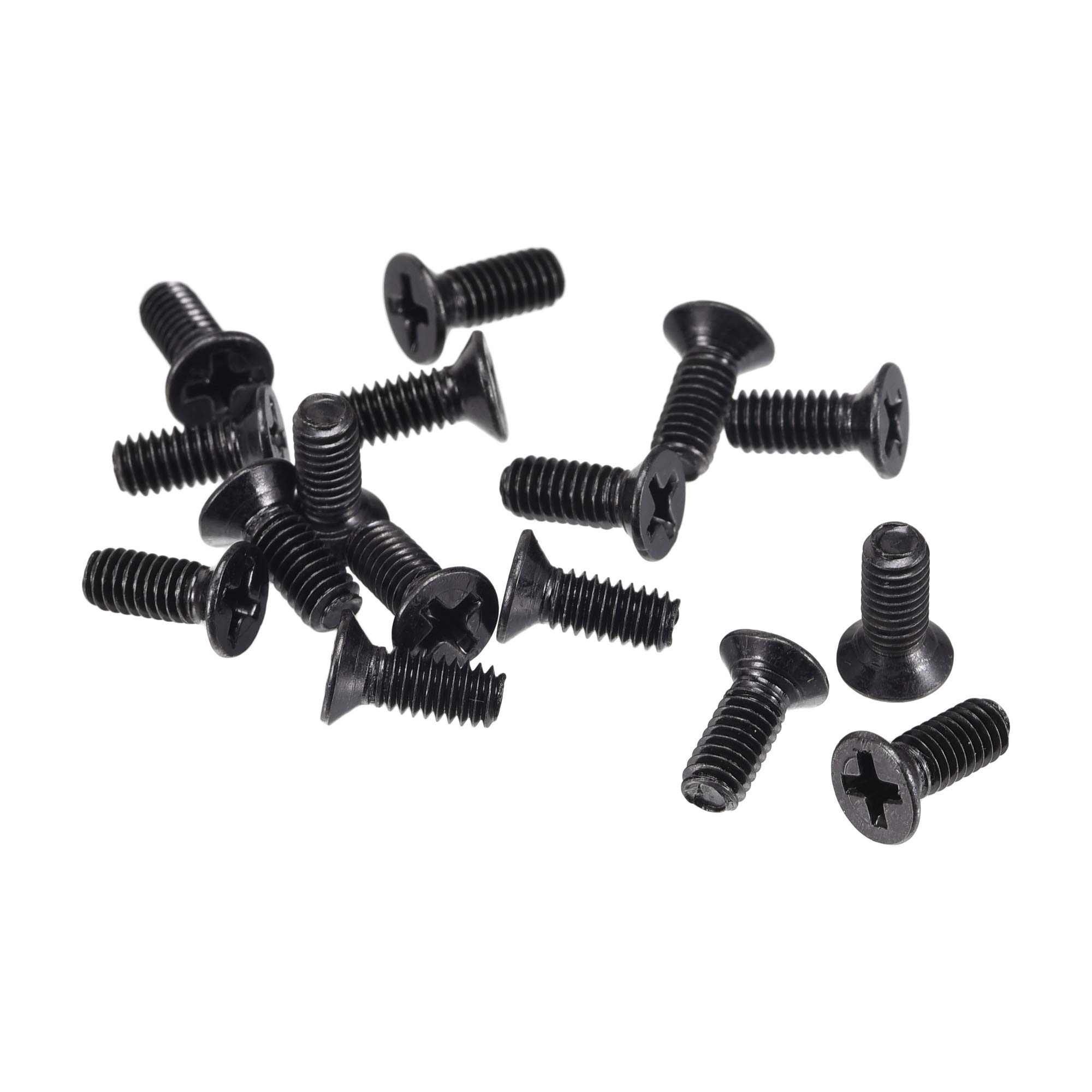 uxcell M4 x 10mm Phillips Screw Fastener Black for Laptop PC TV Fan Switch 50pcs