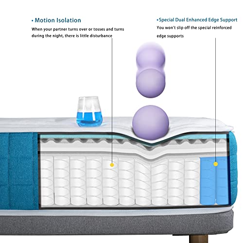 Askme King Mattress 10 Inch Hybrid Mattress Bed in a Box,Medium Firm Cooling Gel Memory Foam Mattress with Individually Wrapped Pocket Coils for Motion Isolation and Pressure Relief, CertiPUR-US