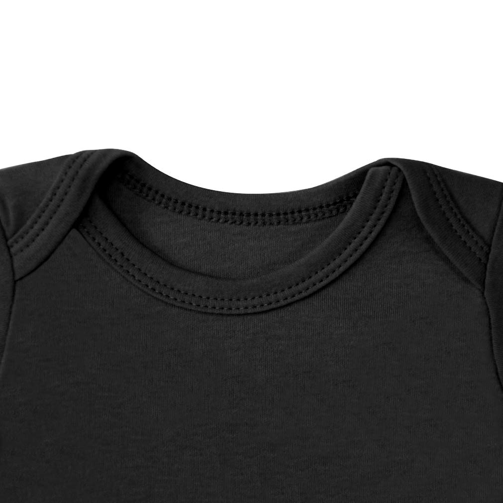 GLEAMING GRAIN Newborn Baby Bodysuits 100% Cotton Long-Sleeve Unisex Baby Black Onesies Infant Black Bodysuit 3 Months 5-Pack(Black,12M)